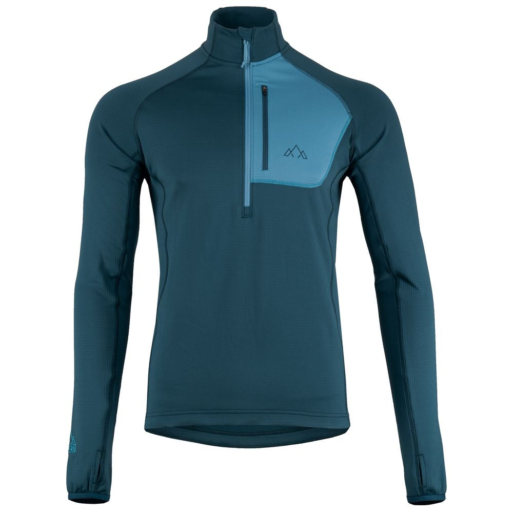 Fjern | Mens Bresprekk Half Zip Grid Fleece (Petrol/Arctic Blue)